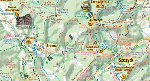 Beskidy - mapa atrakcji turystycznych - TwoNav