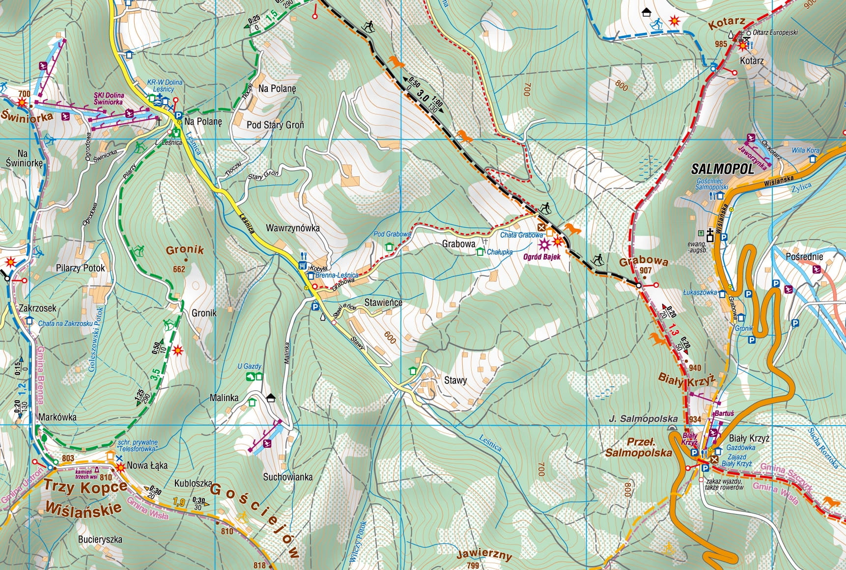 Ustroń i okolice, Brenna – mapa turystyczna